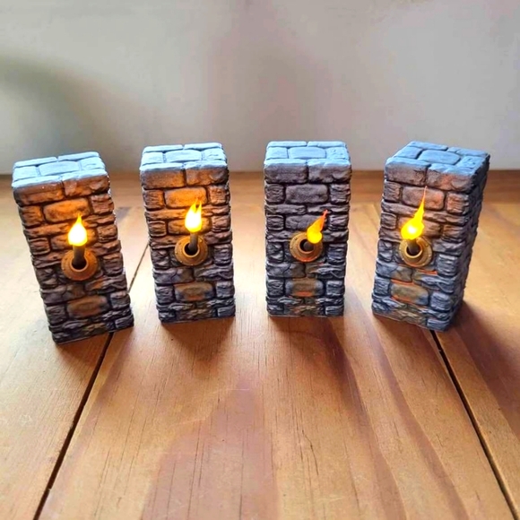 Games | Led Torch Pillars For Tabletop Dungeon Set Of 4 | Poshmark